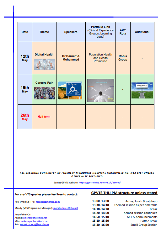 Educational Activities - Barnet GP Vocational Training Scheme